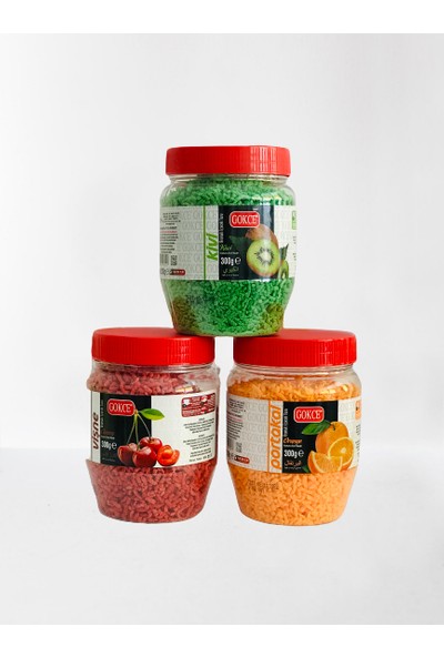 Gökçe Oralet Kivi+Portakal+Vişne 300 gr x 3'lü Gökçe Oralet Kivi+Portakal+Vişne 300 gr x 3'lü