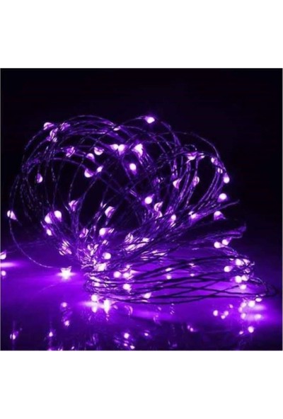 Pazariz 10 Metre Peri LED Çok Amaçlı Yılbaşı Parti Dekoratif Aydınlatma - Mor