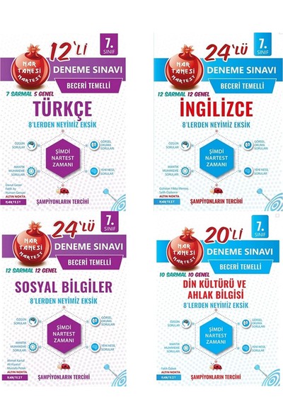 Nartest 7. Sınıf Sözel Deneme Seti -4 Kitap Nartest 7. Sınıf Sözel Deneme Seti -4 Kitap
