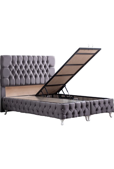 Setay Roma Çift Kişilik Baza Başlık Seti, Antrasit Setay Roma Çift Kişilik Baza Başlık Seti, Antrasit