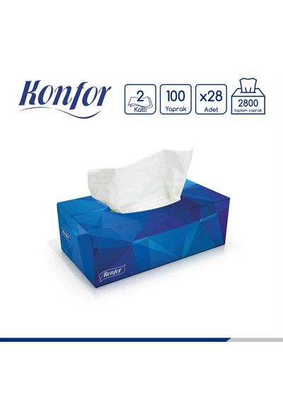 Konfor XL Kutu Mendil 100 Yaprak (28'li Koli)