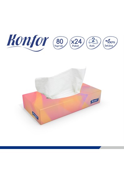 Konfor Kutu Mendil 80 Yaprak (24'lü Koli)