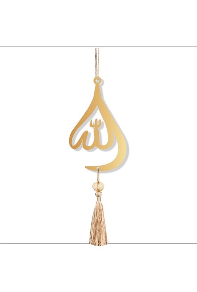 Hediyepostası Çift Taraflı Su Damlası Allah Pleksi Araba Dikiz Aynası Süsü Gold Hediyelik