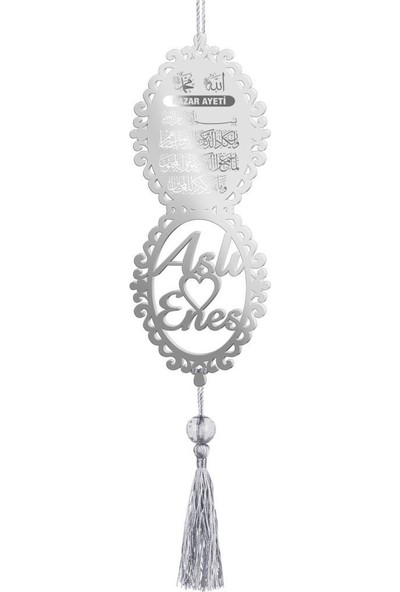 Hediyepostası Kişiye Özel Çift Taraflı Nazar Ayeti Pleksi Araba Dikiz Aynası Süsü