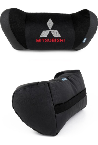 Lugmo Mitsubishi Logolu Araç Oto Koltuk Başlık Yastığı 5d Özellikli 2li