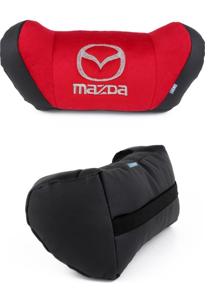 Lugmo Mazda Logolu Araç Oto Koltuk Başlık Yastığı 5d Özellikli 2li Kırmızı