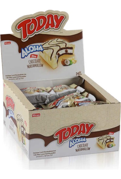 Elvan Aloha Mini Beyaz Çikolatalı Marshmallowlu 25 gr x 24'lü