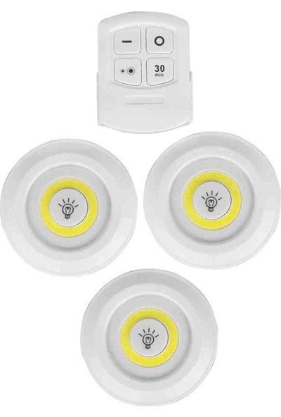 Technomax Uzaktan Kumandalı Kablosuz 3'lü LED Spot Lambalar 3 Led+1 Kumanda Technomax Uzaktan Kumandalı Kablosuz 3'lü LED Spot Lambalar 3 Led+1 Kumanda