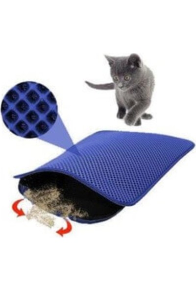Trend Yaşam Elekli Kedi Tuvalet Önü Paspası-Mavi