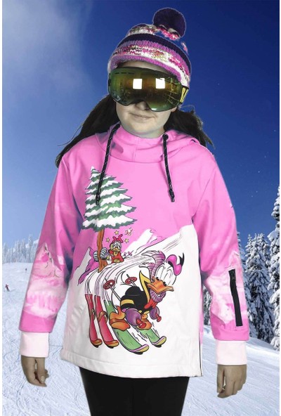1. Kalite Su Geçirmez Pembe Unisex Kız Çocuk Snowboard ve Kayak Montu