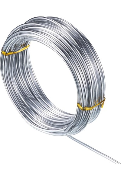 Dünya Magnet Alüminyum Tel 2 mm Kalınlık Deney Hobi ve Tasarım Teli Gri 20 Metre