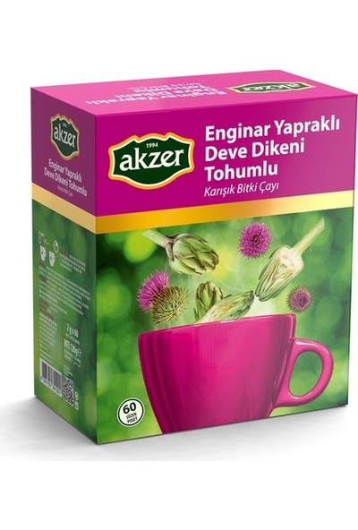 Akzer Enginar Yapraklı Deve Dikeni Tohumlu Karışık Bitki Çayı 60 Süzen Poşet Akzer Enginar Yapraklı Deve Dikeni Tohumlu Karışık Bitki Çayı 60 Süzen Poşet