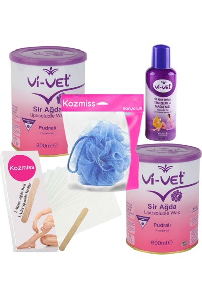 Vi-Vet 800 ml Pudralı Konserve Ağda Seti 5 Parça Vi-Vet 800 ml Pudralı Konserve Ağda Seti 5 Parça