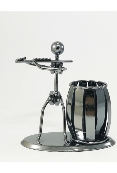 SUME Dekoratif Masa Süsü Yan Fülüt Çalan Adam Metal Kalemlik SUME Dekoratif Masa Süsü Yan Fülüt Çalan Adam Metal Kalemlik