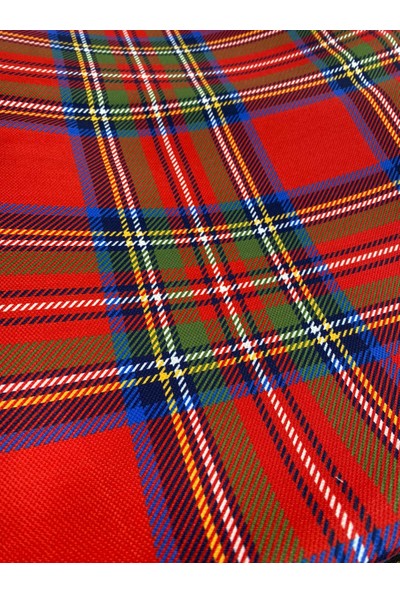 Favor Kumaş Kırmızı Zemin Ekose Desenli Dijital Baskılı Kumaş FVR-1741