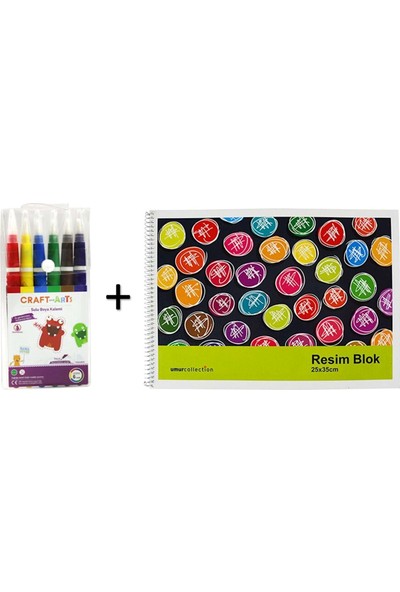 Umix Craft And Arts Suluboya Kalemi 6 Renk + Spiralli Resim Defteri Umix Craft And Arts Suluboya Kalemi 6 Renk + Spiralli Resim Defteri