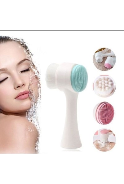 OPTANA Çift Taraflı Yüz Temizleme Masaj Fırçası 3D Cilt Bakım Silikon Yüz Temizleyici Yüz Yıkama