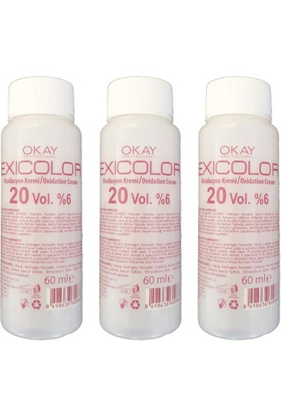 Exicolor 20 Volüm Oksidan Peroksit 60 ml 3 Adet Exicolor 20 Volüm Oksidan Peroksit 60 ml 3 Adet