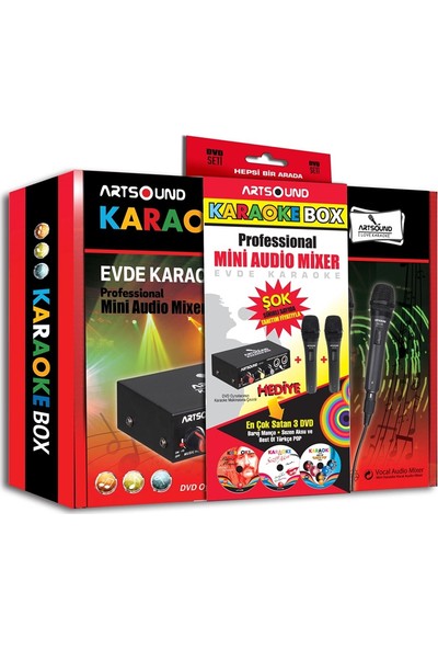 Artsound Karaoke Mikrofon Eğlence Paketi (Audio Mixer+Çift Mikrofon+3 DVD) Artsound Karaoke Mikrofon Eğlence Paketi (Audio Mixer+Çift Mikrofon+3 DVD)