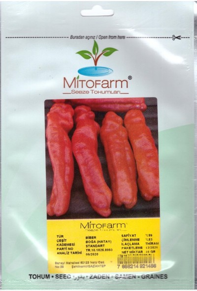 Mitofarm Boğa Hatay Biberi Tohumu 10 Gr. Mitofarm Boğa Hatay Biberi Tohumu 10 Gr.