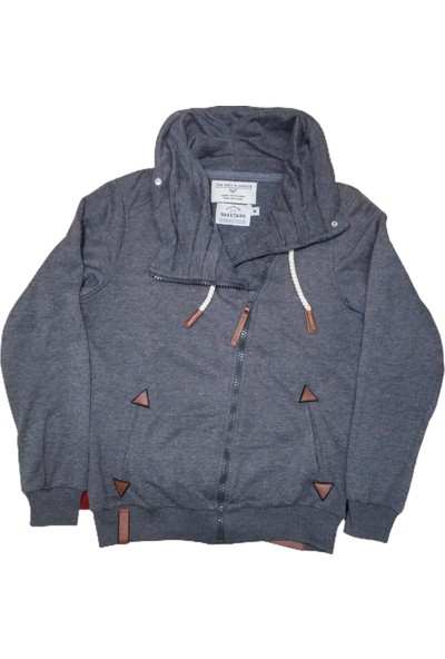 Valensiya Erkek Asimetrik Fermuarlı Kalın Bağcıklı Dik Yakalı Cepli Pamuklu Bomber Mont