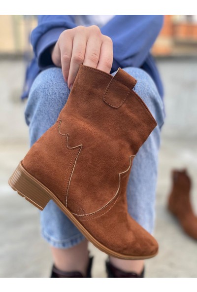 Dugi Shoes Boston Taba Süet Western Bot