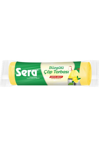 Sera Çöp Torbası Büzgülü Orta Boy Limon Kokulu 20 Adet