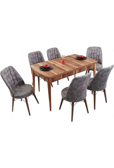 Umut Kemença Masa 6 Adet Silinebilir Gri Sandalye Umut Kemença Masa 6 Adet Silinebilir Gri Sandalye