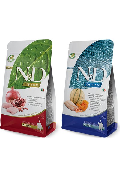 N&d Tahılsız Kitten Tavuklu Yavru Kedi Maması 1,5 kg ve N&d Tahılsız Balkabaklı Morina Balıklı Yavru Kedi Maması 1,5 kg N&d Tahılsız Kitten Tavuklu Yavru Kedi Maması 1,5 kg ve N&d Tahılsız Balkabaklı Morina Balıklı Yavru Kedi Maması 1,5 kg