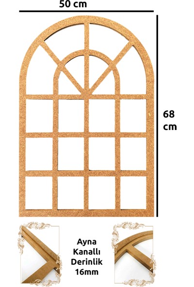 VRDEPO Hint Penceresi Kesim Ayna Kanallı Boyanabilir 50X68CM 16MM Ham Mdf VRDEPO Hint Penceresi Kesim Ayna Kanallı Boyanabilir 50X68CM 16MM Ham Mdf