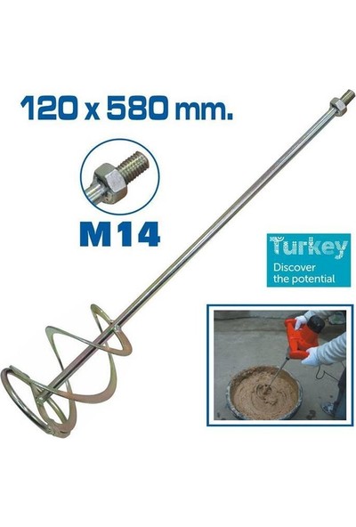 Topshop TH14343 Boya Alçı ve Harç Karıştırıcı Uç 120X580 mm