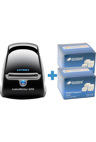 Ecotag Dymo 450 Etiket Yazıcısı ve Ecotag 32 mm x 57 mm Etiket 2 Li
