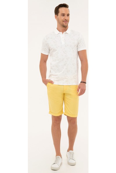 Pierre Cardin Sarı Standart Fit Bermuda Şort 50224377-VR044 Pierre Cardin Sarı Standart Fit Bermuda Şort 50224377-VR044