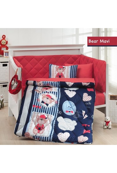 New Home Bear Mavi Bebek Nevresim Takımı New Home Bear Mavi Bebek Nevresim Takımı
