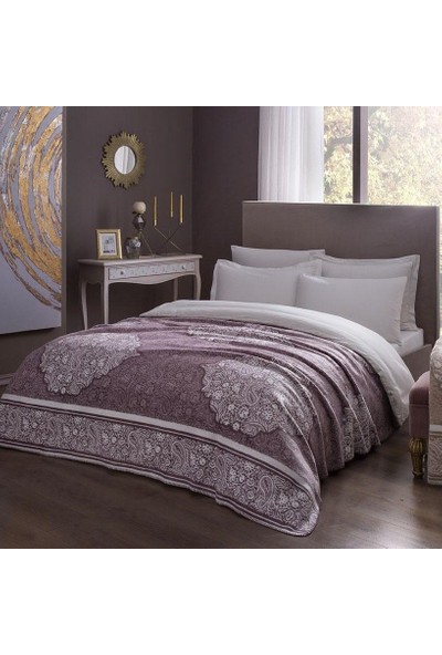 Taç - Aryan Mürdüm Çift Kişilik Pamuklu Battaniye