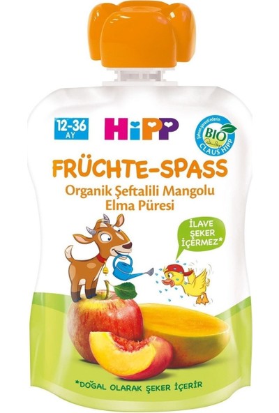 Hipp Organik Şeftalili Mangolu Elma Püresi 90 gr Hipp Organik Şeftalili Mangolu Elma Püresi 90 gr