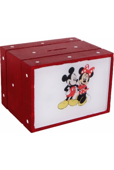 Hediyekanalı LED Işıklı Kumbara Mickey Mouse Minnie Mouse Puantiye Tasarımlı Kumbara