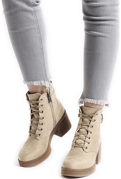 Soby Shoes Kadın Toka Detaylı Fermuarlı Bağcıklı Bot Soby11060012