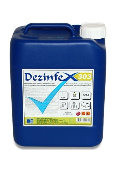 Royal İlaç Dezinfex 303 Klorlu ve Alkali Konsantre Dezenfektan 5 Lt
