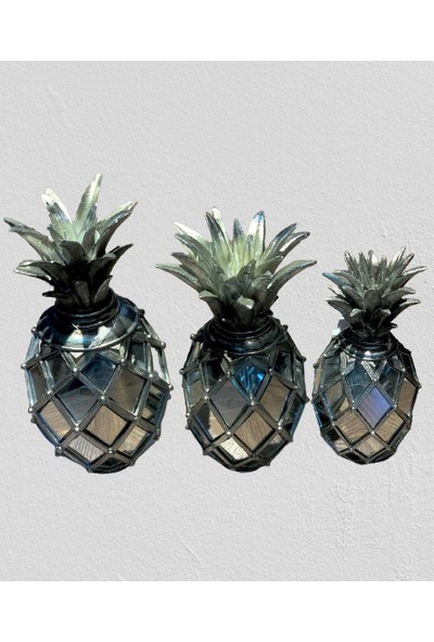 Deco Vien 3 Lü Aynali Ananas(35*25*20)Cm Renk Gümüş