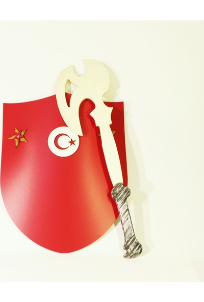 Sağlar El Sanatları Ahşap Kalkan Balta Set