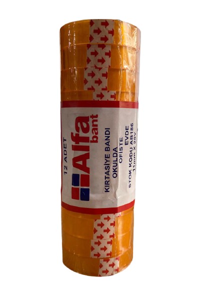 Alfa Para Bandı Şeffaf 11 mm x 20 mt 12'li