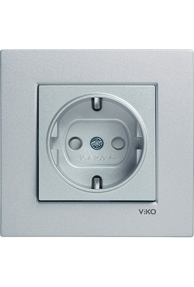 Viko Novella Gümüş Çocuk Korumalı Topraklı Priz Çerçeveli
