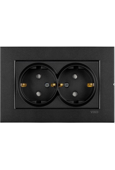 Viko Novella Siyah Ikili Çocuk Korumalı Topraklı Priz Çerçeveli