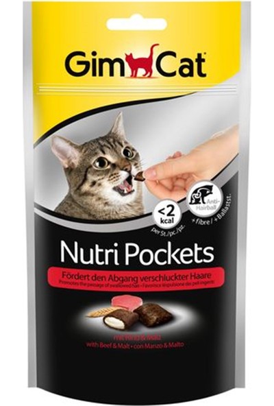 Gimcat Nutri Pockets Biftekli ve Maltlı Kedi Ödülü 60 gr Gimcat Nutri Pockets Biftekli ve Maltlı Kedi Ödülü 60 gr