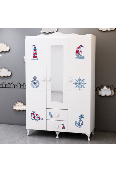 Garaj Home Denizci 3 Kapaklı Dolap