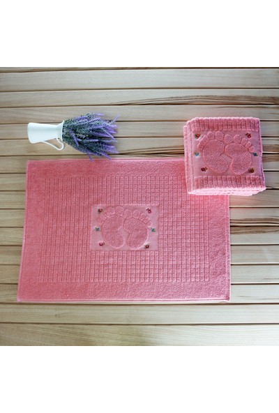 Riva Nakışlı Ayak Havlusu, Paspas: 50 x 70 3'lü Paket Somon Riva Nakışlı Ayak Havlusu, Paspas: 50 x 70 3'lü Paket Somon