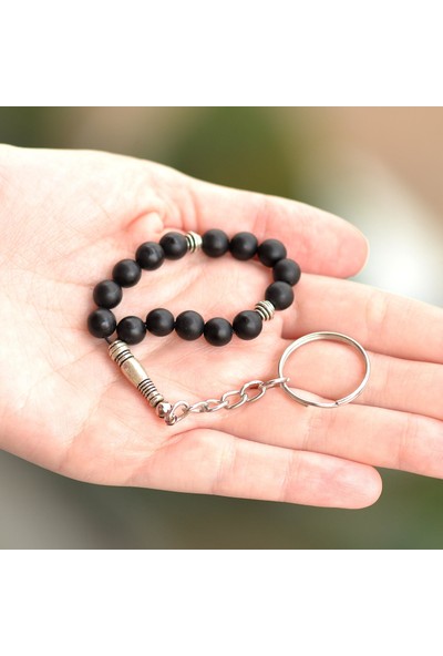Taş Sandığı Obsidyen Taşı Tesbih Şeklinde Anahtarlık