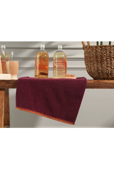 Madame Coco Aleon Yüz Havlusu - Mürdüm / Hardal - 50x70 cm