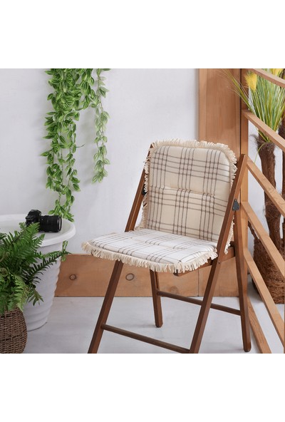 Tekstil Sepeti Cappuccino Arkalıklı Sandalye Minderi